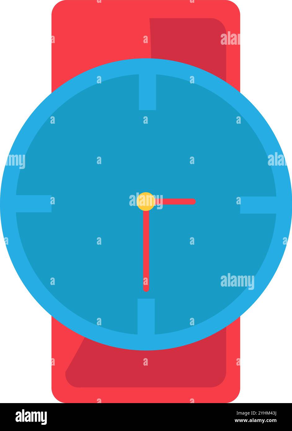 Round wristwatch with red leather strap icon. Classic tool for ...