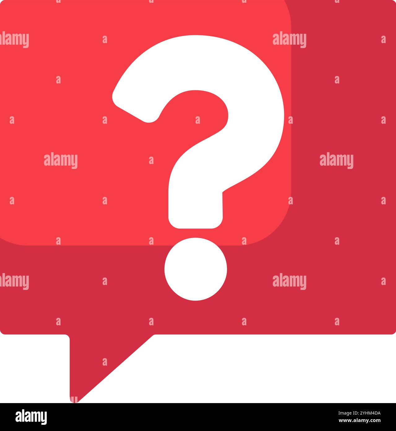 White question mark on red square speech bubble background icon. User ...