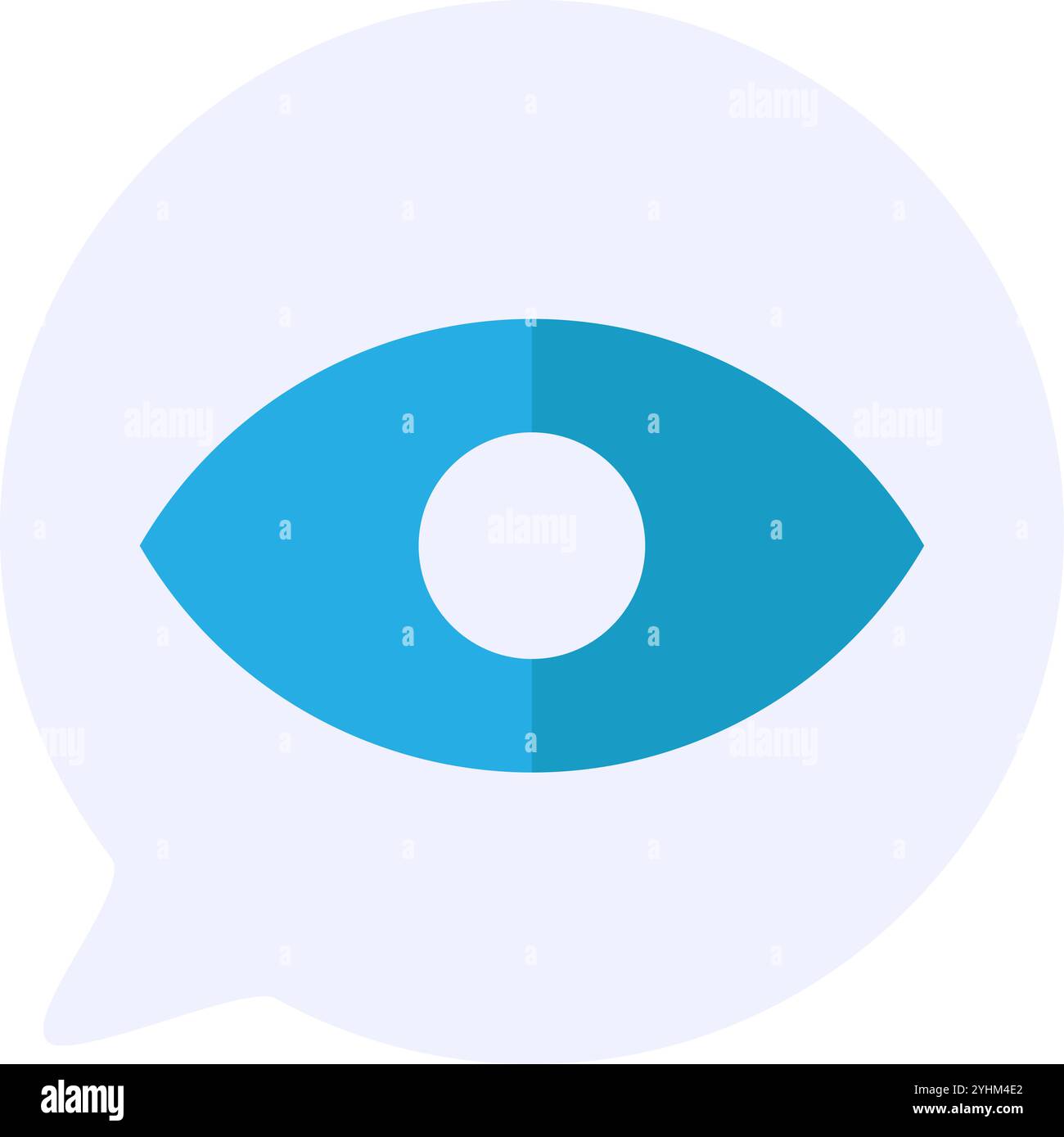 Human eye inside center of talk cloud bubble icon. Searching and ...