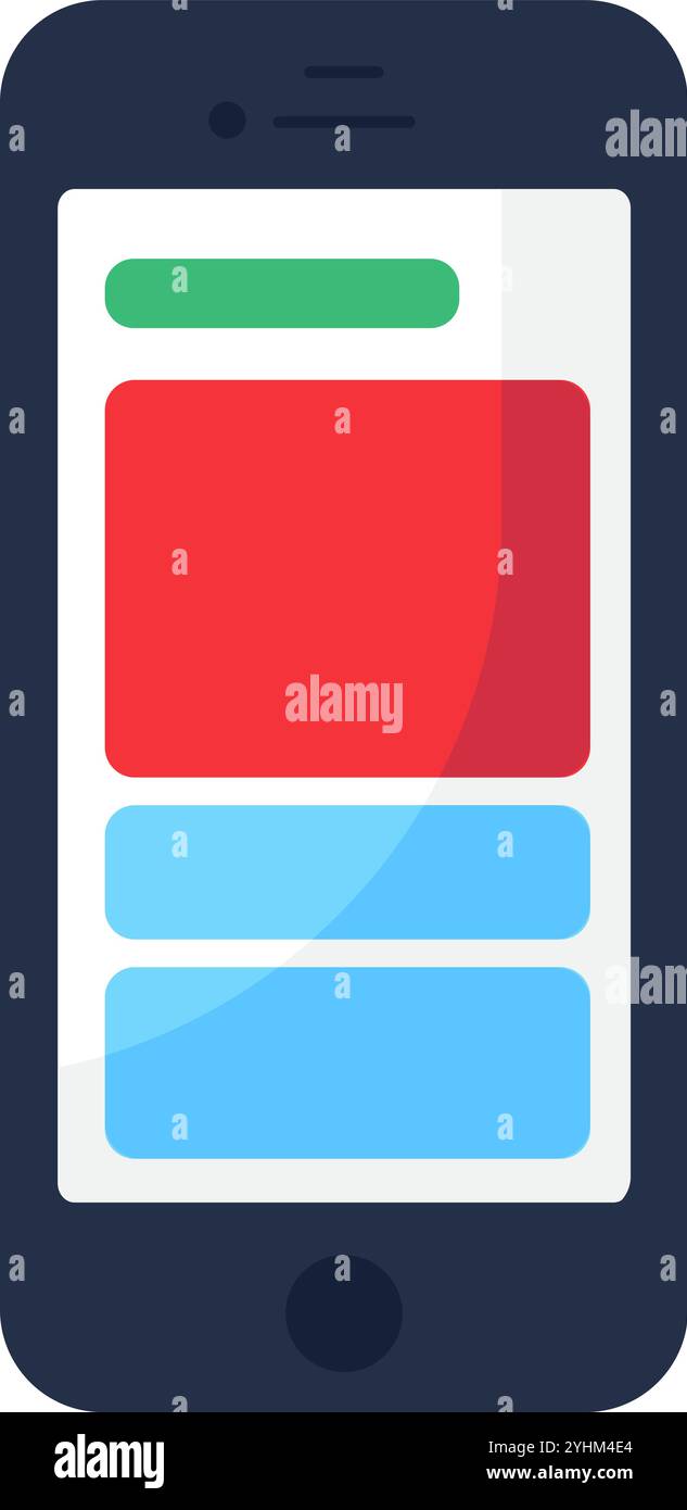Mobile app website on smartphone screen icon. Internet application site ...