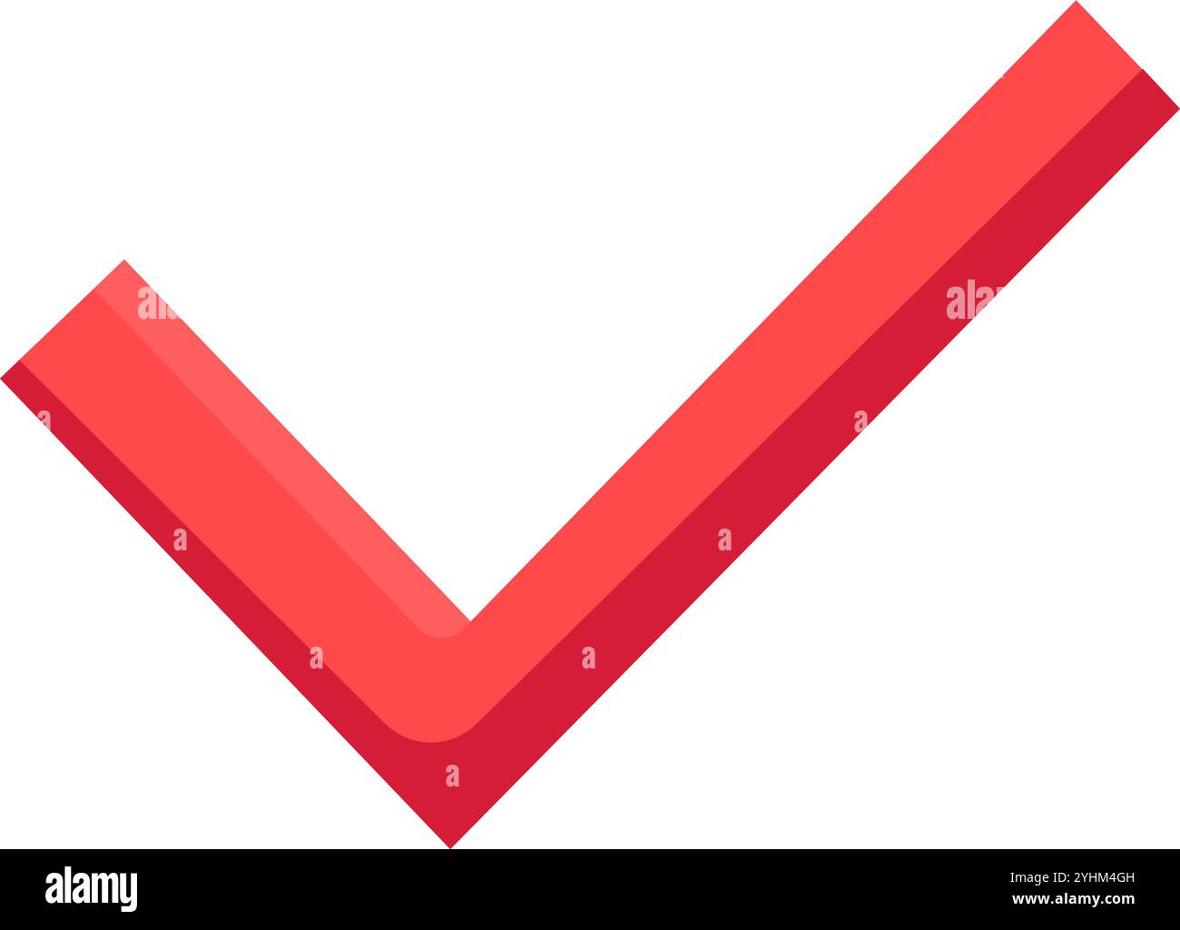 Red tick marks completed work icon. Mark tick drawn with red marker pen ...