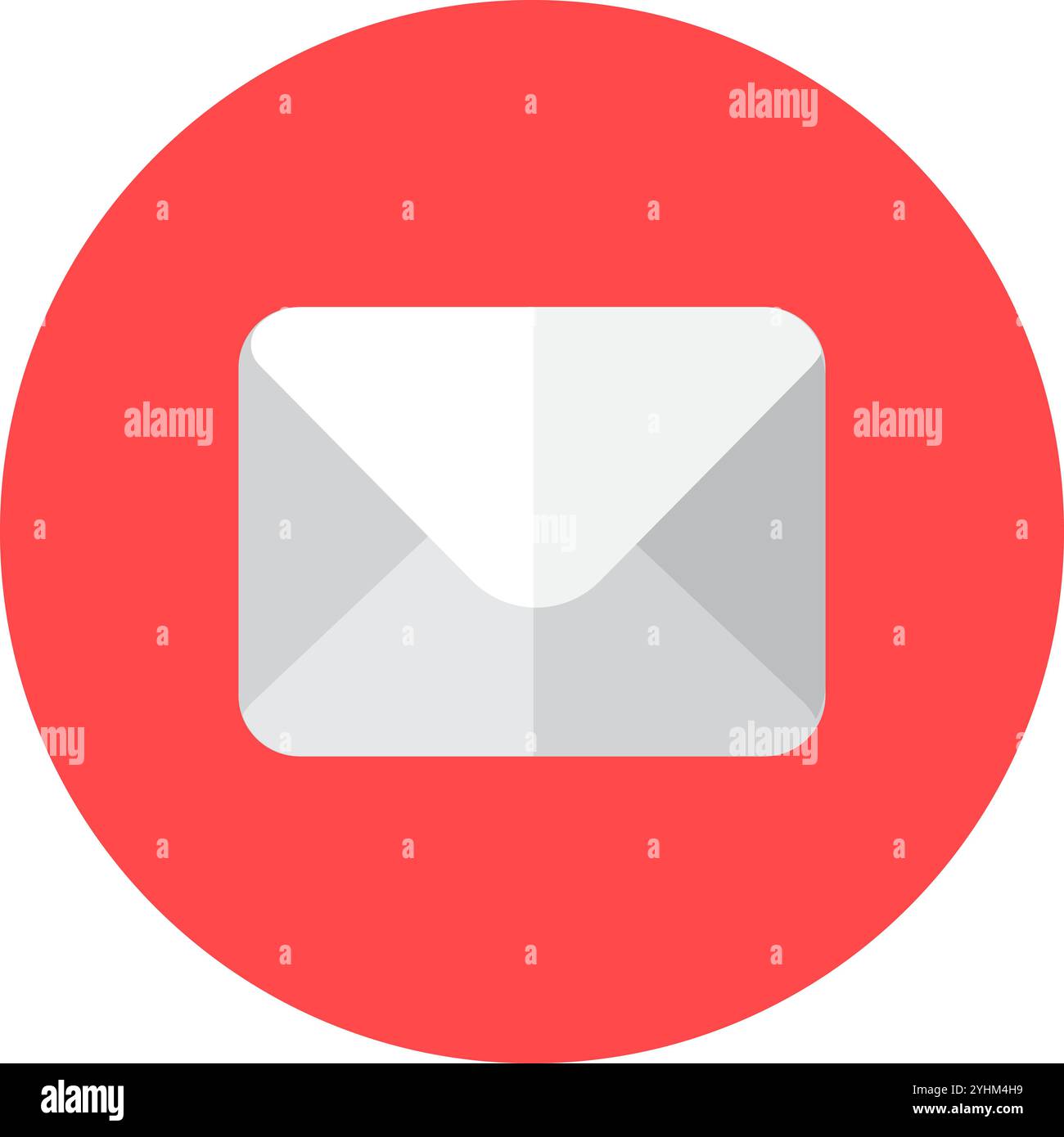Closed paper postal envelope on red sticker background icon. Express ...