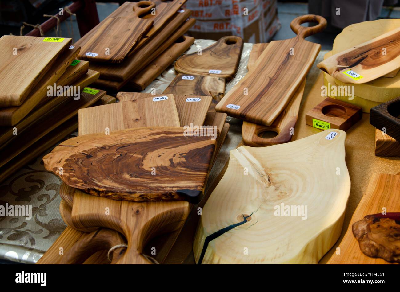 Products and items made of hard wood Stock Photo - Alamy