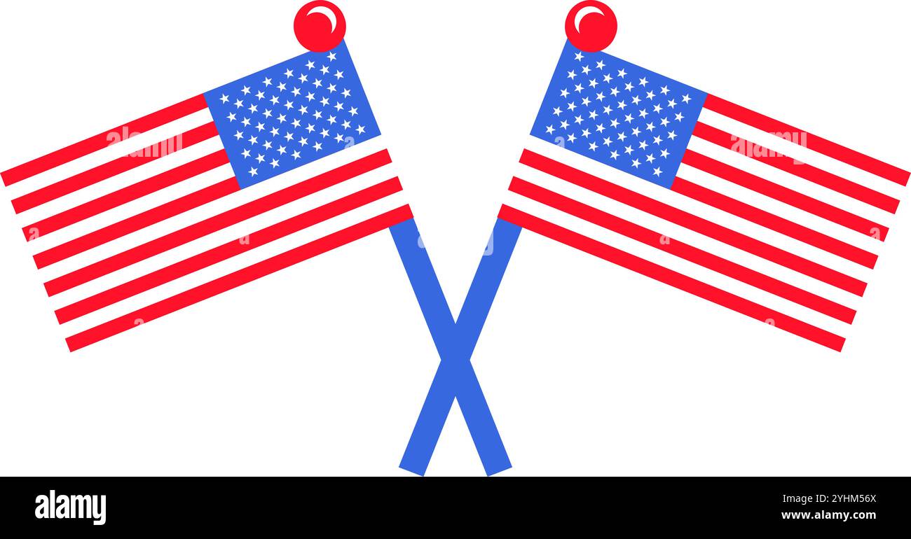 Vector illustration of the USA crossed flags from the collection of ...