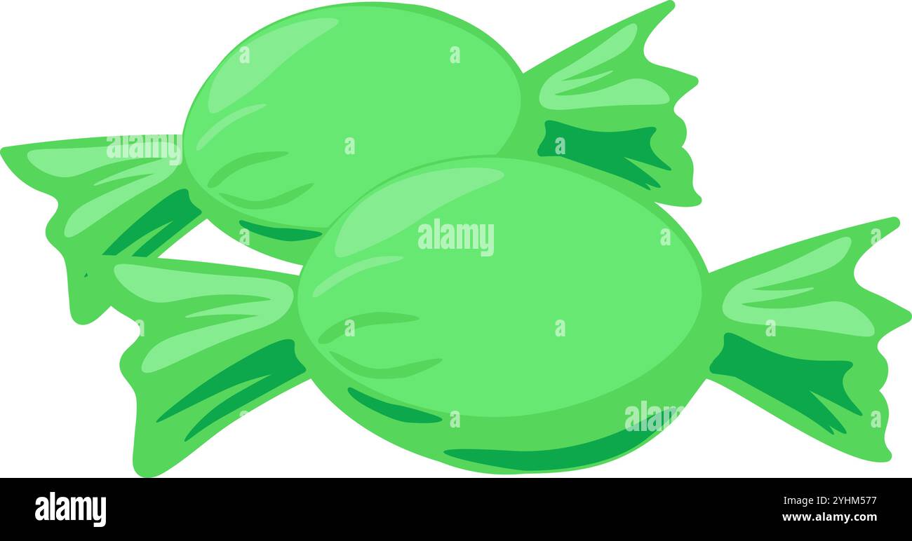 Holiday sweet caramel candies in green wrapper. Festive weekend ...