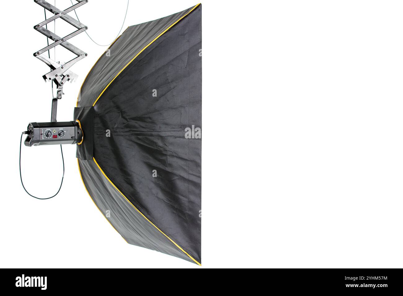 Rectangular softbox on suspended system in studio isolated on white ...