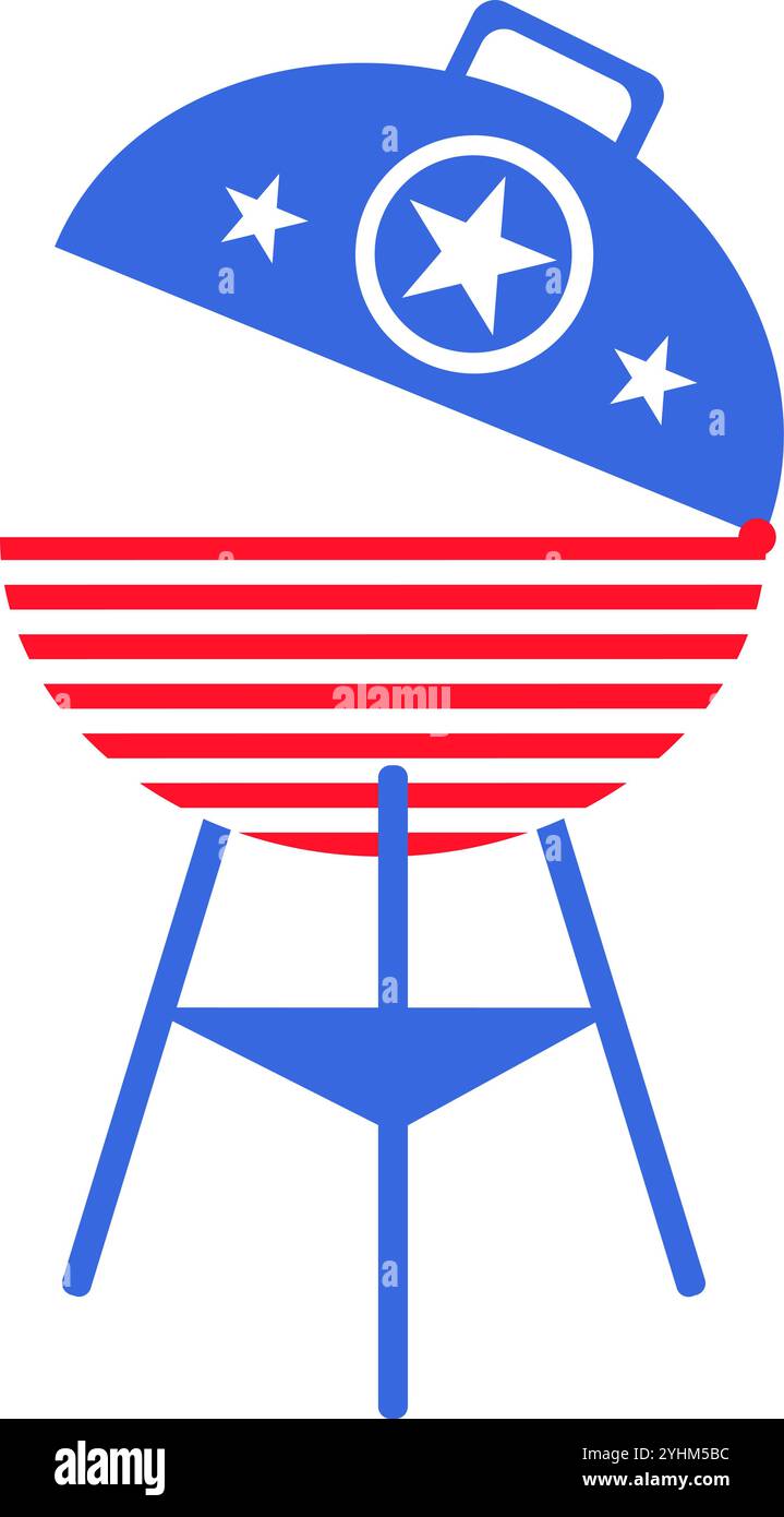 Vector illustration of a barbecue grill with cover from the collection ...