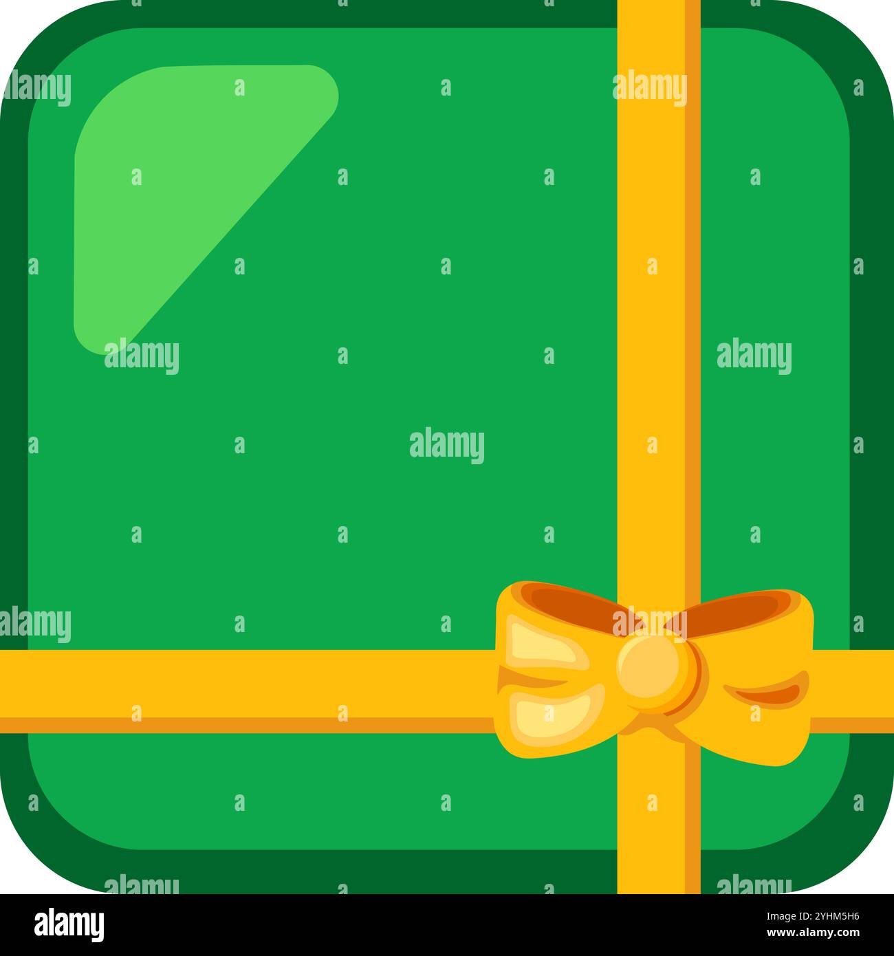 Holiday green gift box tied with golden ribbon top view. Festive ...