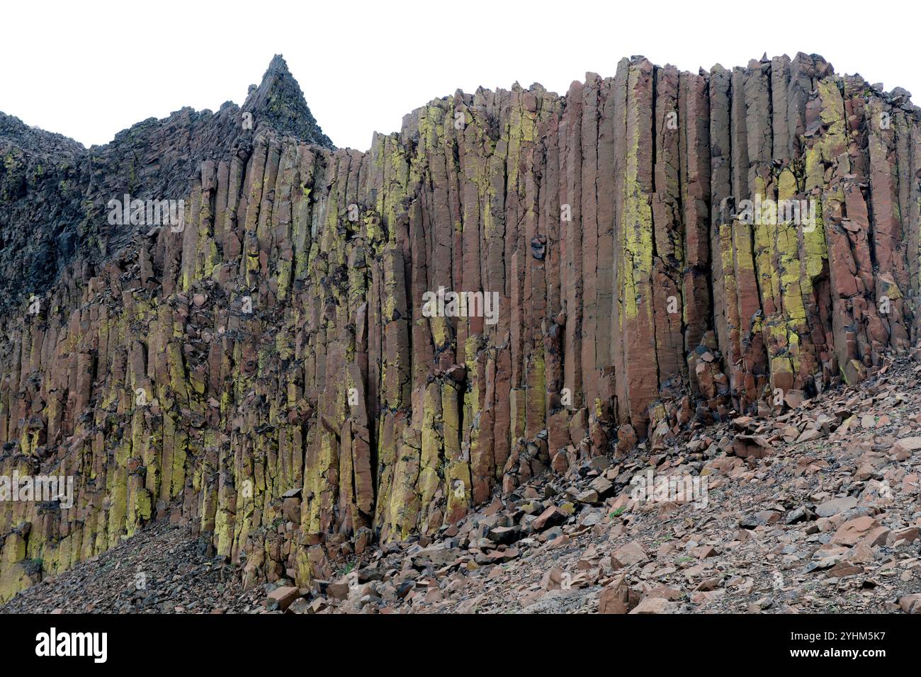 Basalt organs atop Stewart Island, east coast of Greenland Stock Photo ...