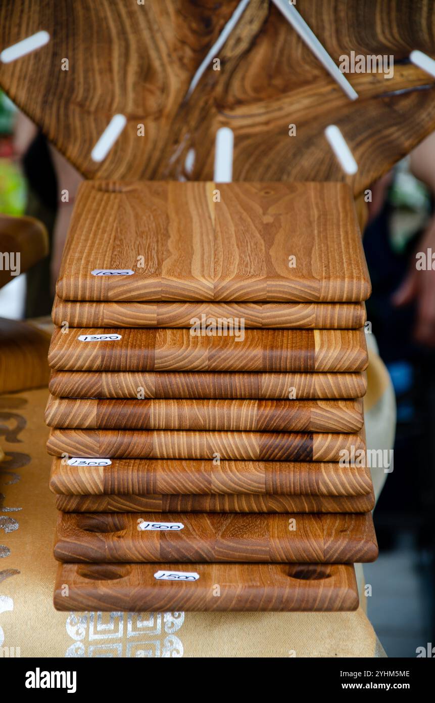 Products and items made of hard wood Stock Photo - Alamy