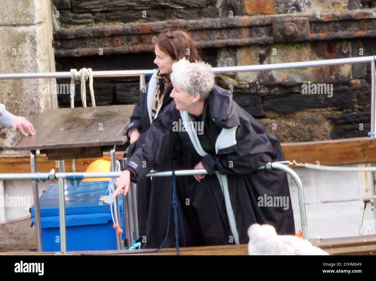 Emma Thompson and Ruth Watson are entertained by a wild seal whilst ...