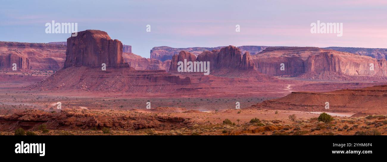 Eroded and iconic buttes of Monument Valley rising above the ...