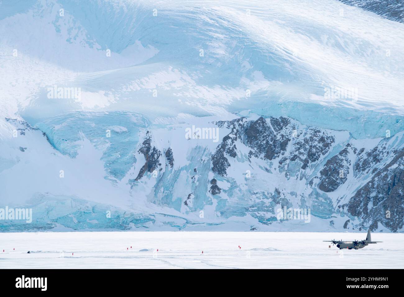 The Lockheed C-130 Hercules prepares to take off from the runway built ...