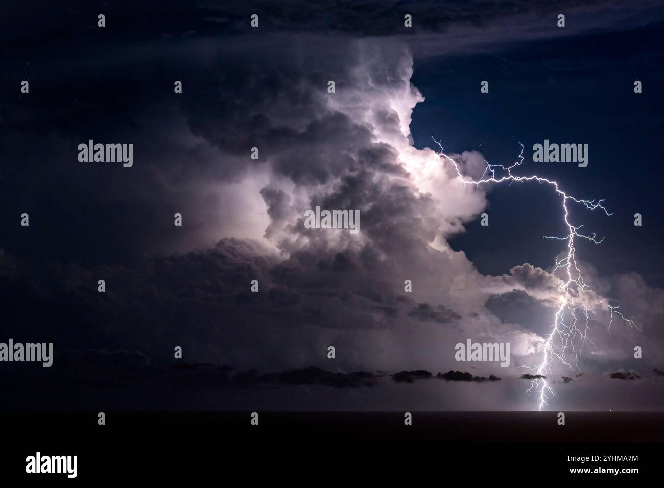 Mediterranean storm, opposite San Remo, Liguria, Italy. An extra-cloudy ...