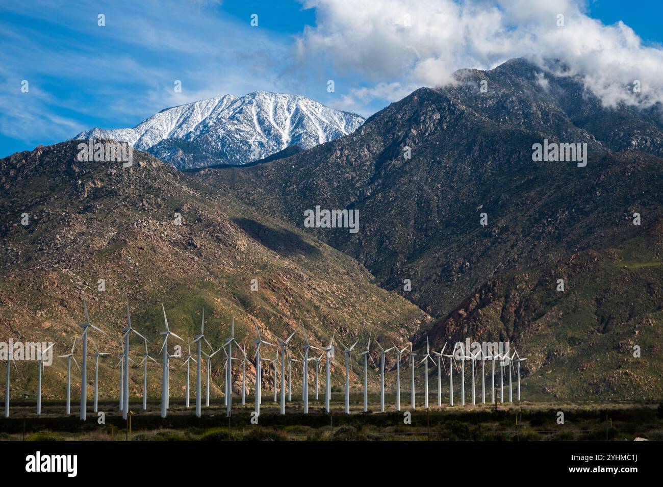 Windmills in the valley Stock Photo - Alamy