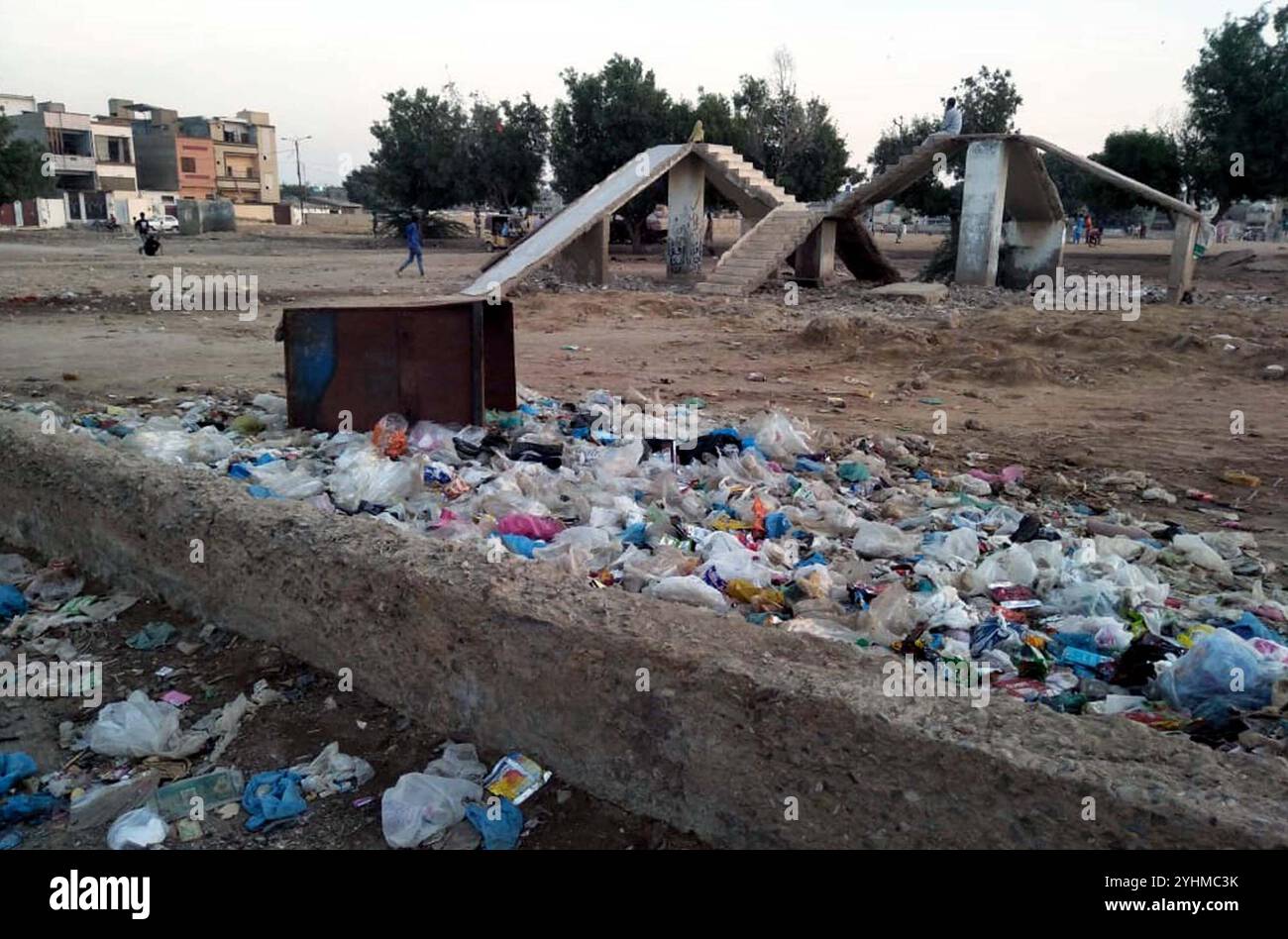 A view of worst condition of Public Park while huge heap of garbage ...
