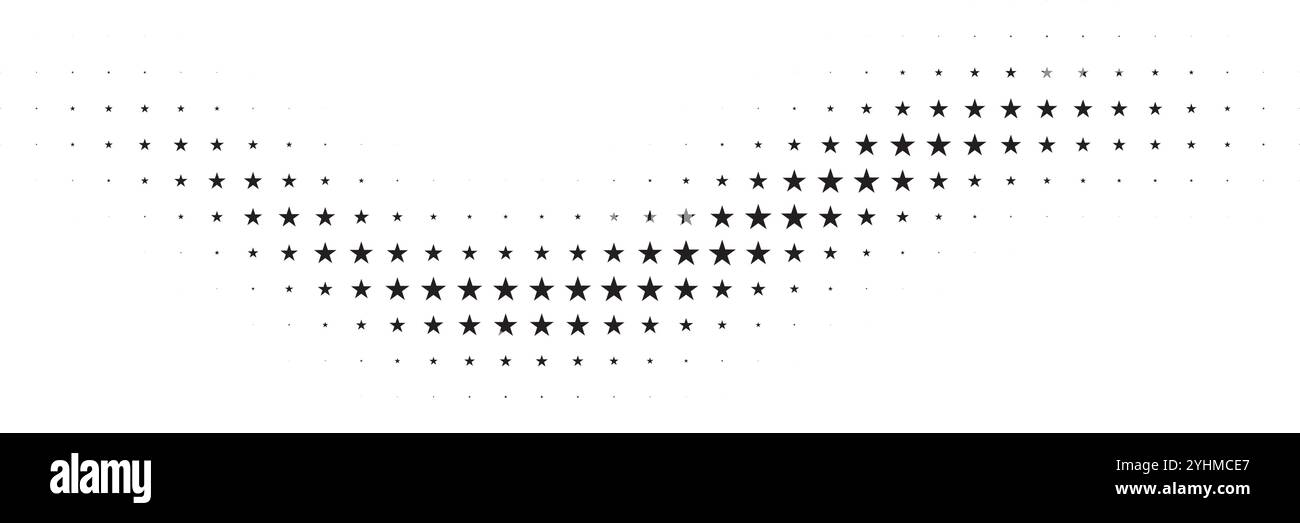 Black stars curve on a white background. Star pattern on a white ...