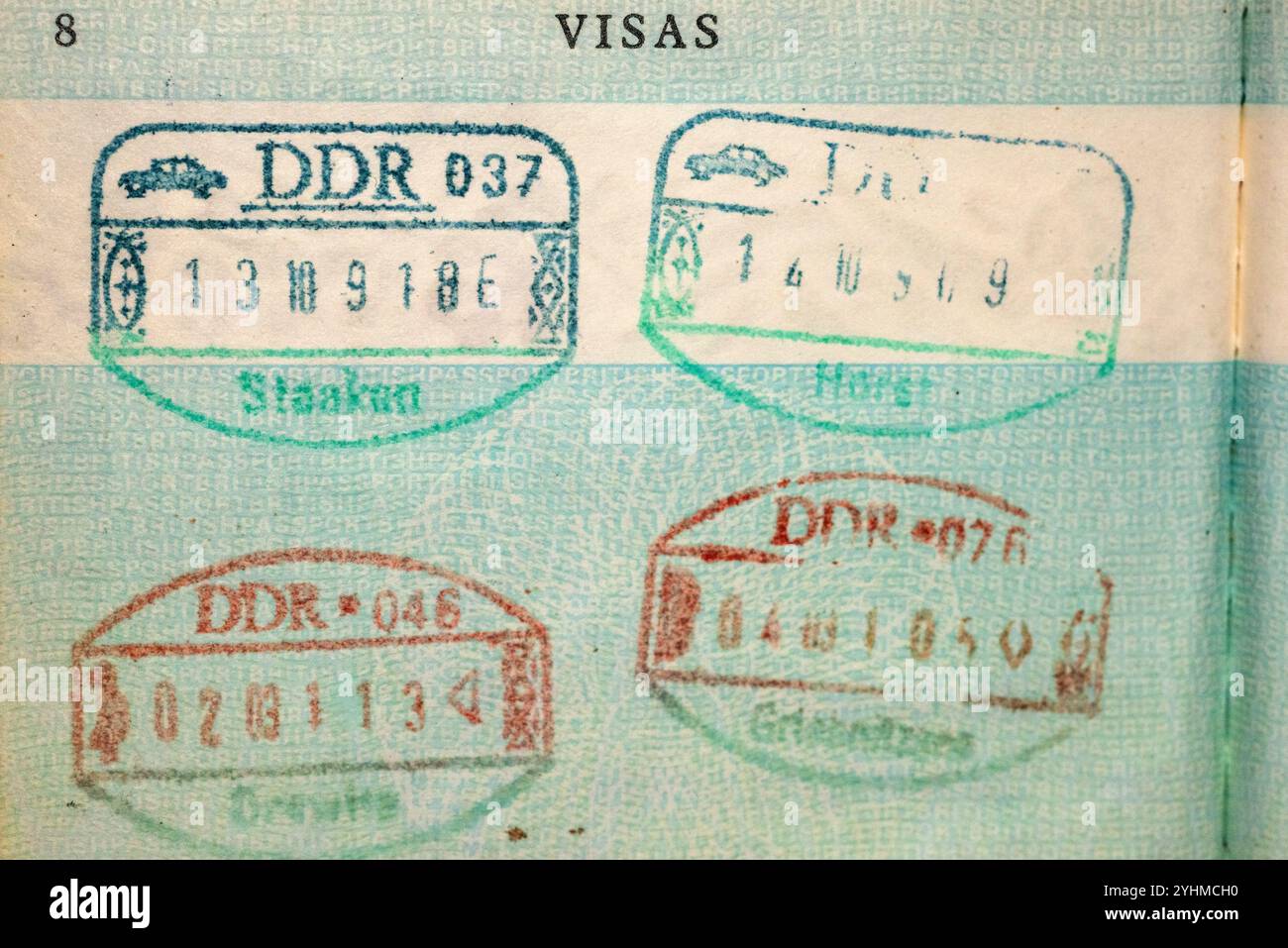 Brighton, November 12th 2024: Passport stamp for the DDR Stock Photo ...