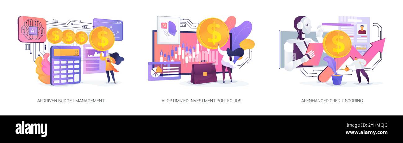 AI in Personal Finance abstract concept vector illustrations Stock ...