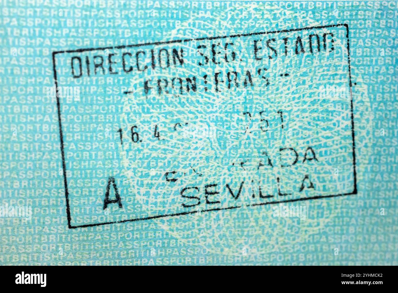 Brighton, November 12th 2024: Passport stamp for Seville, Spain Stock ...