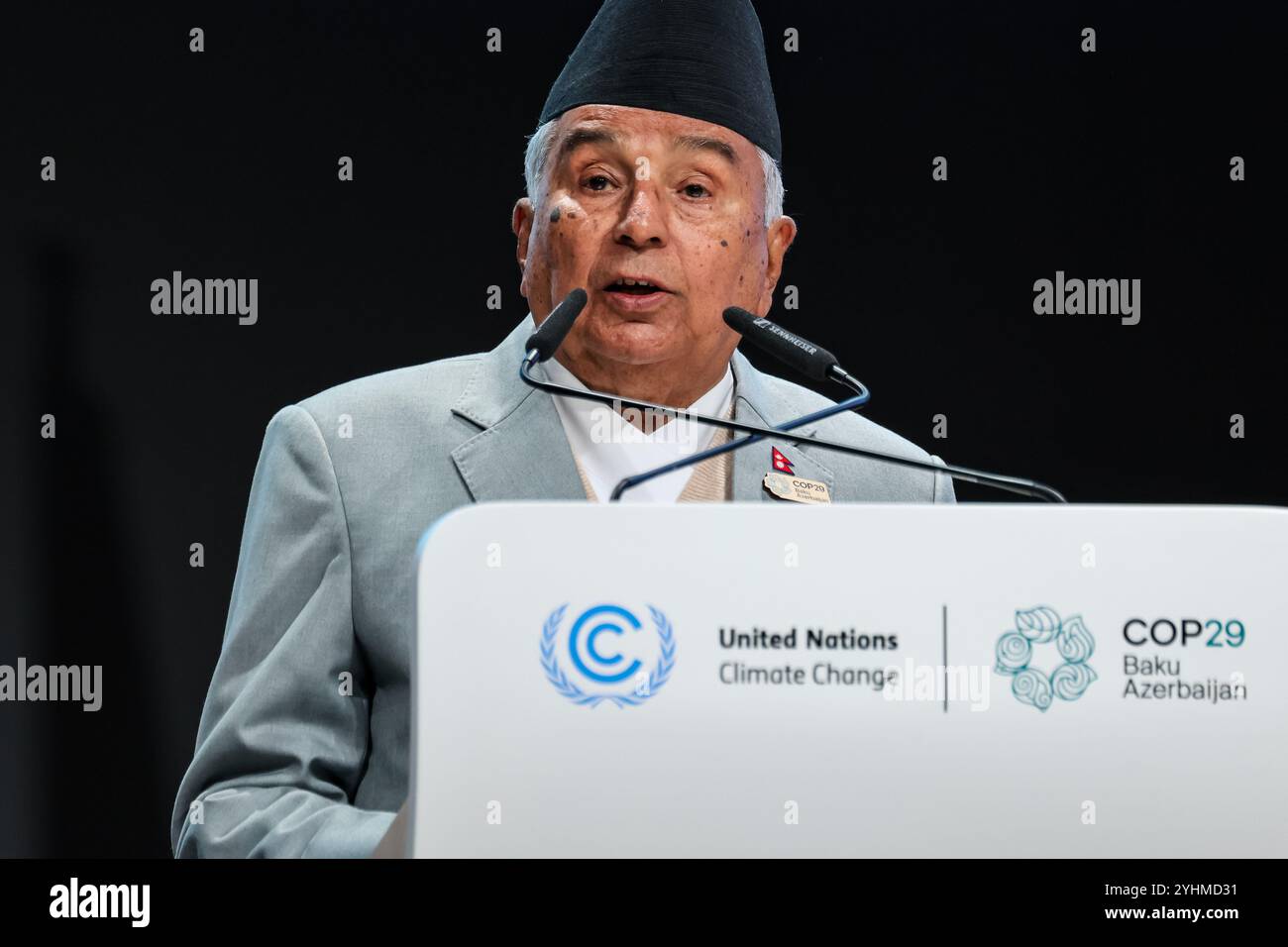 Baku, Azerbaijan, November 12, 2024. Ramchandra Paudel, President of ...