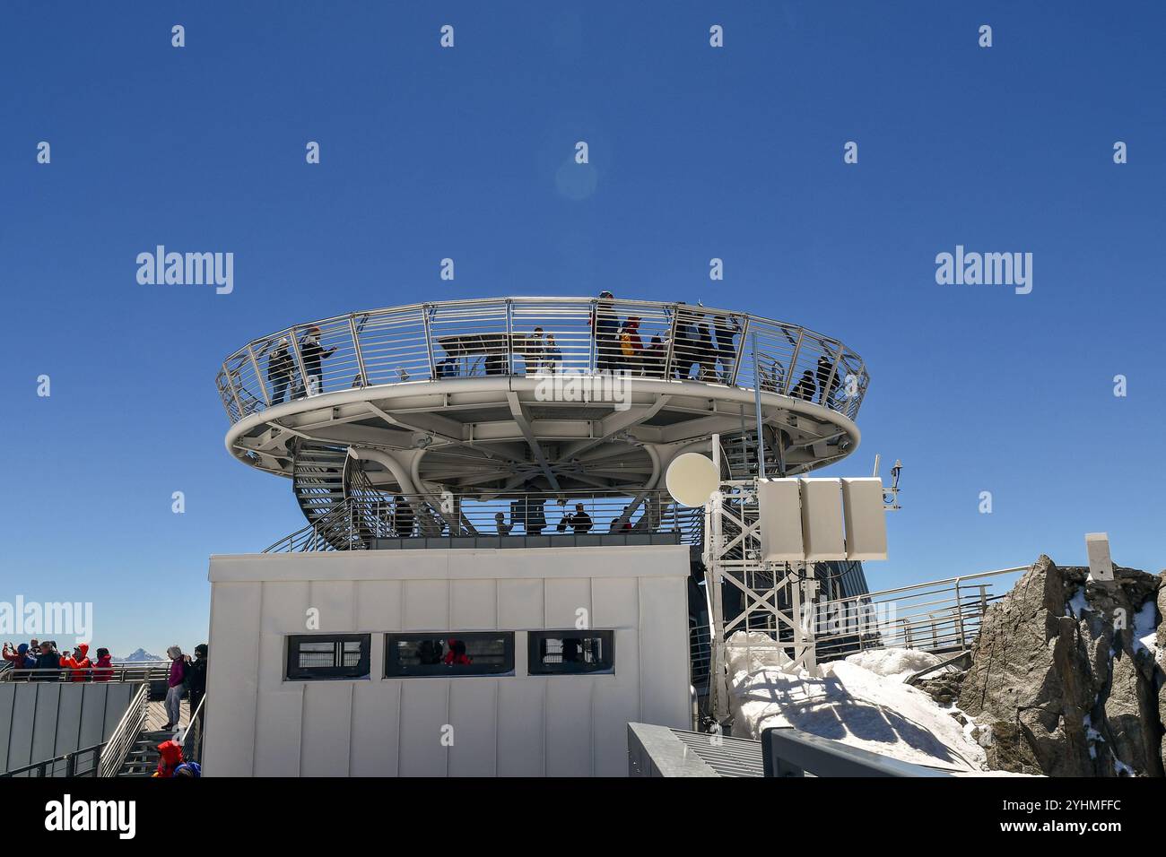 Punta Helbronner cableway station (3466 m) of the Skyway Monte Bianco ...