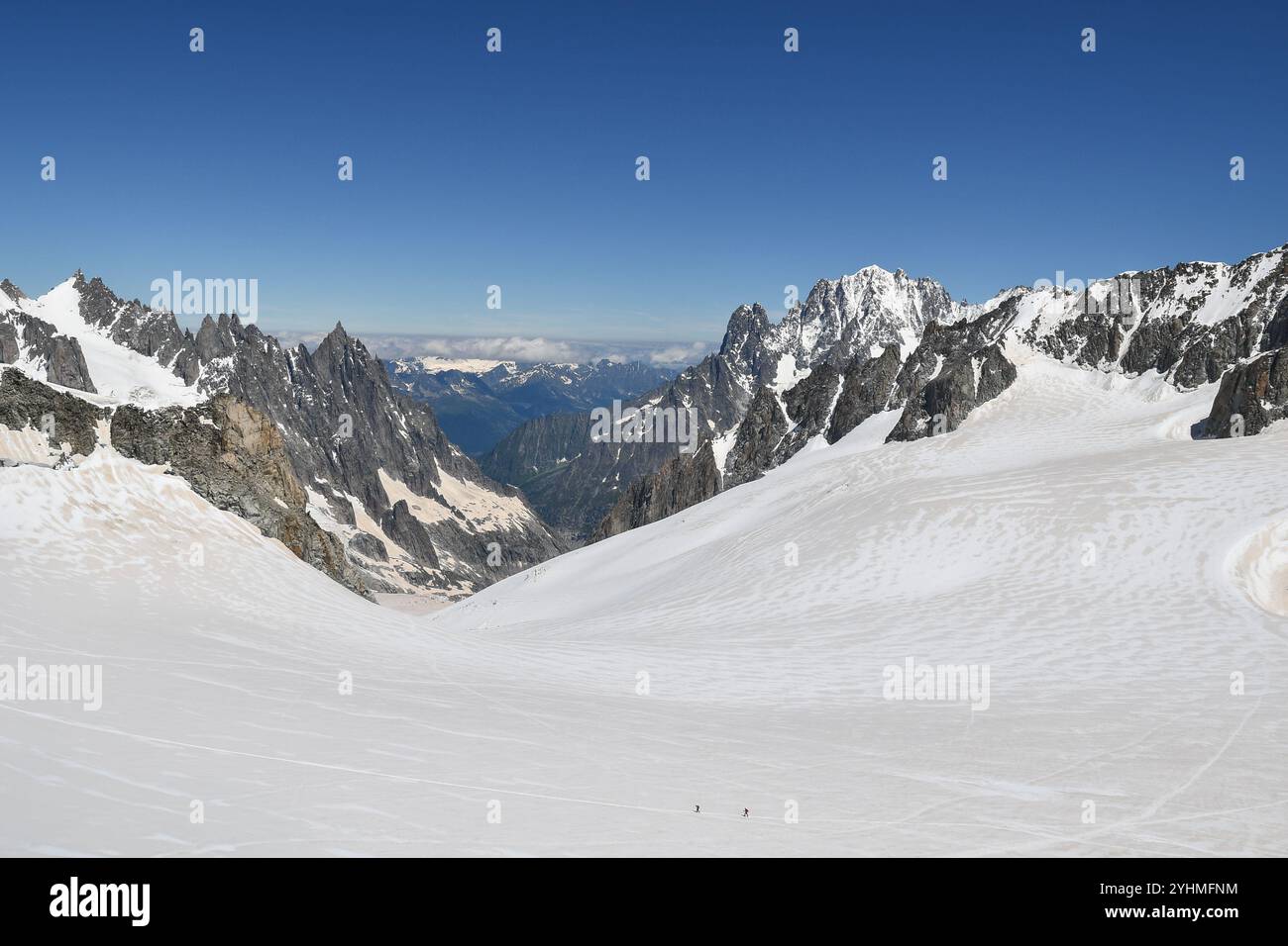 View of the Vallèe Blanche glacier from Punta Helbronner, with the ...