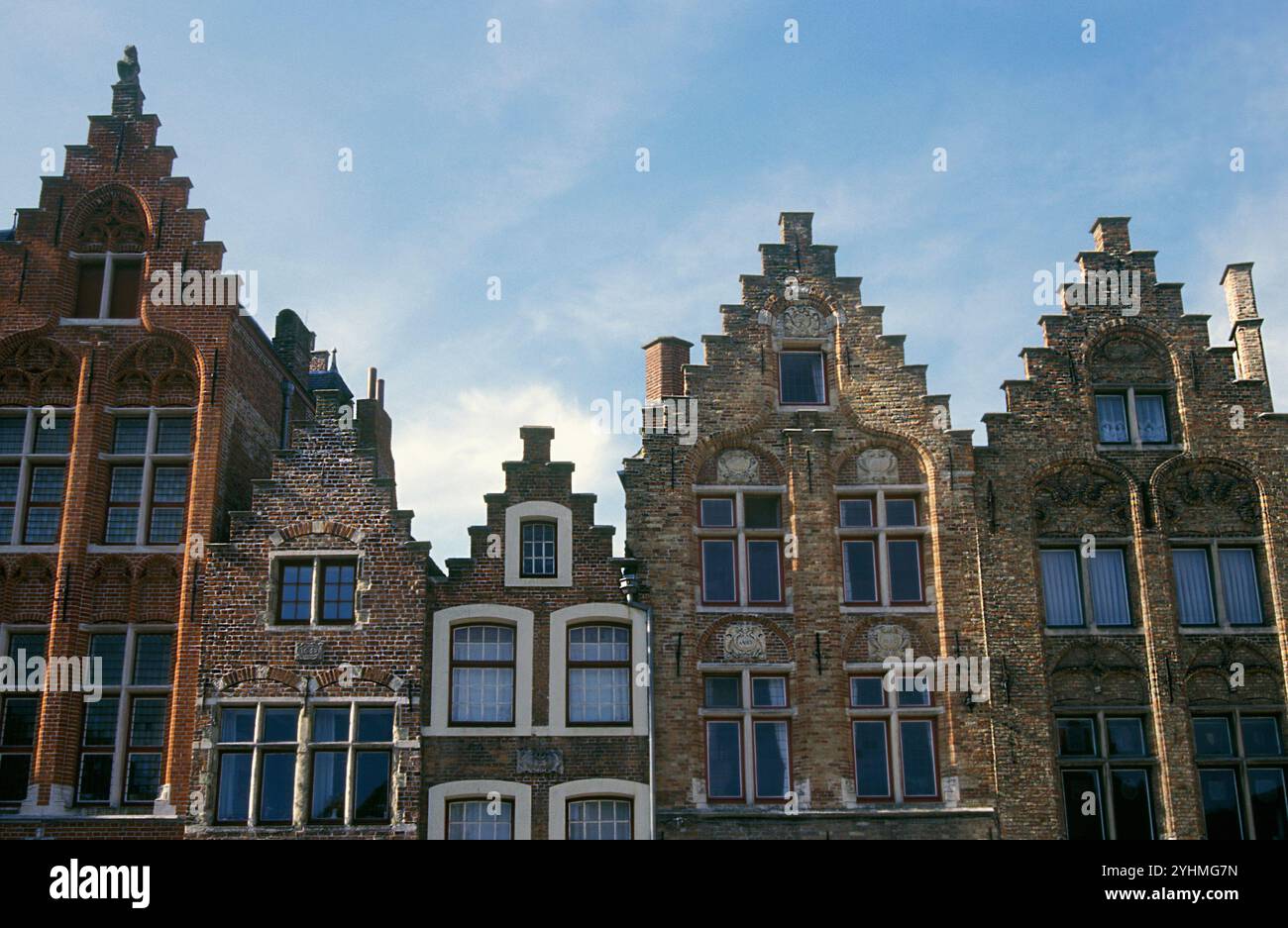 17th Century Flemish houses on Jan Van Eyckplein in the centre of ...