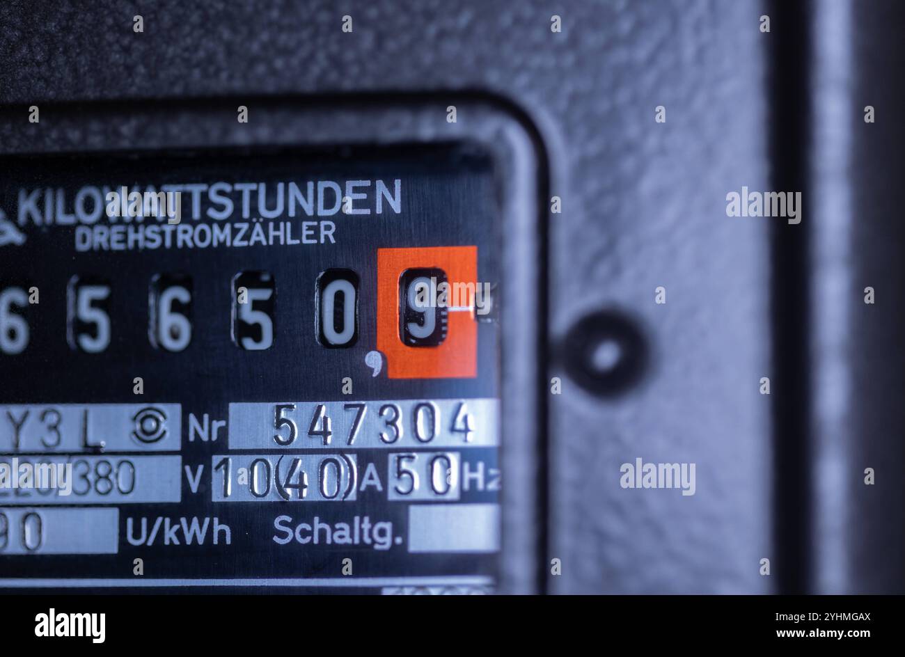 Close-up power consumption, analog electricity meter. Close-up power ...