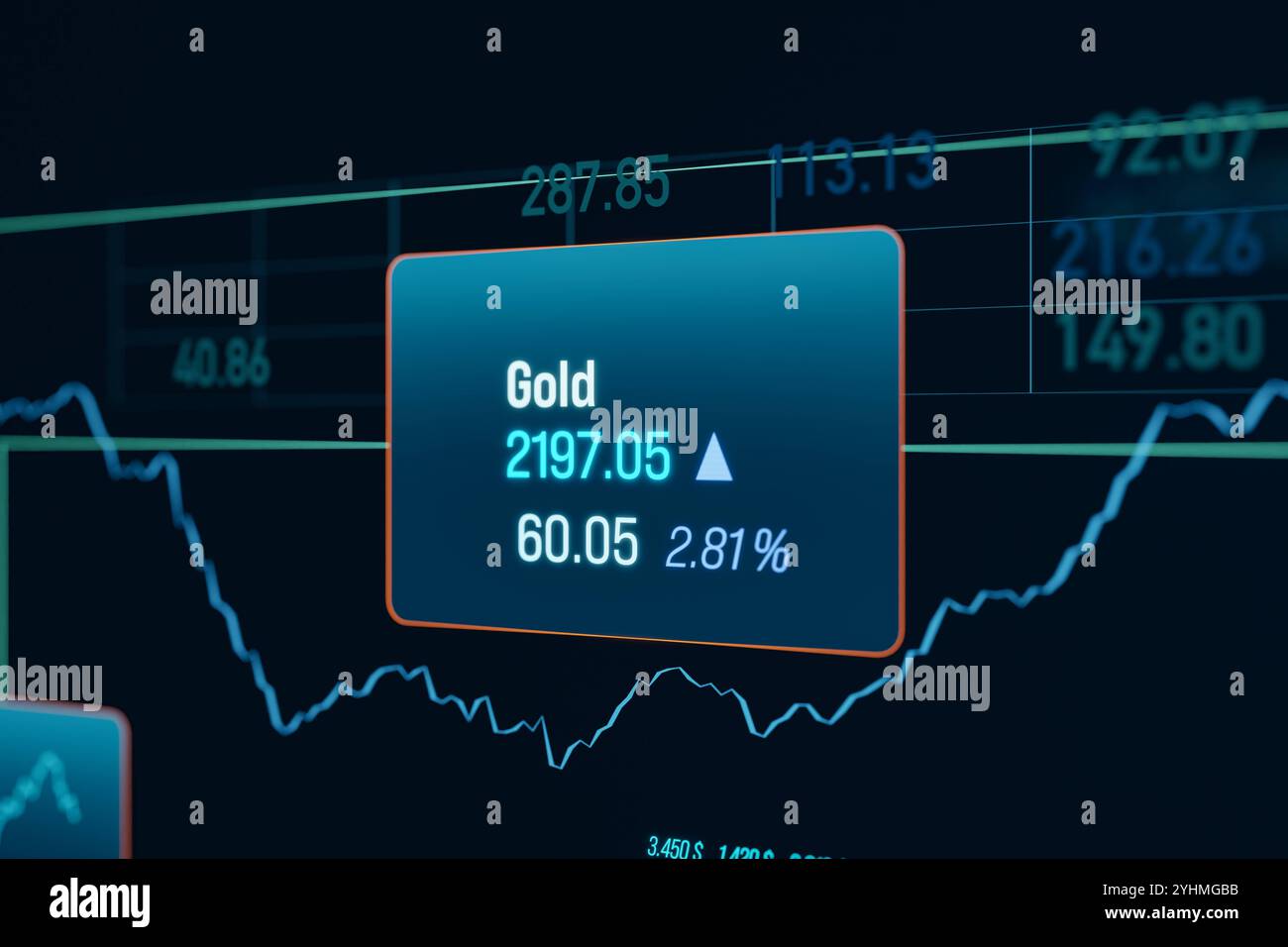 Rising gold chart trading screen hi-res stock photography and images ...