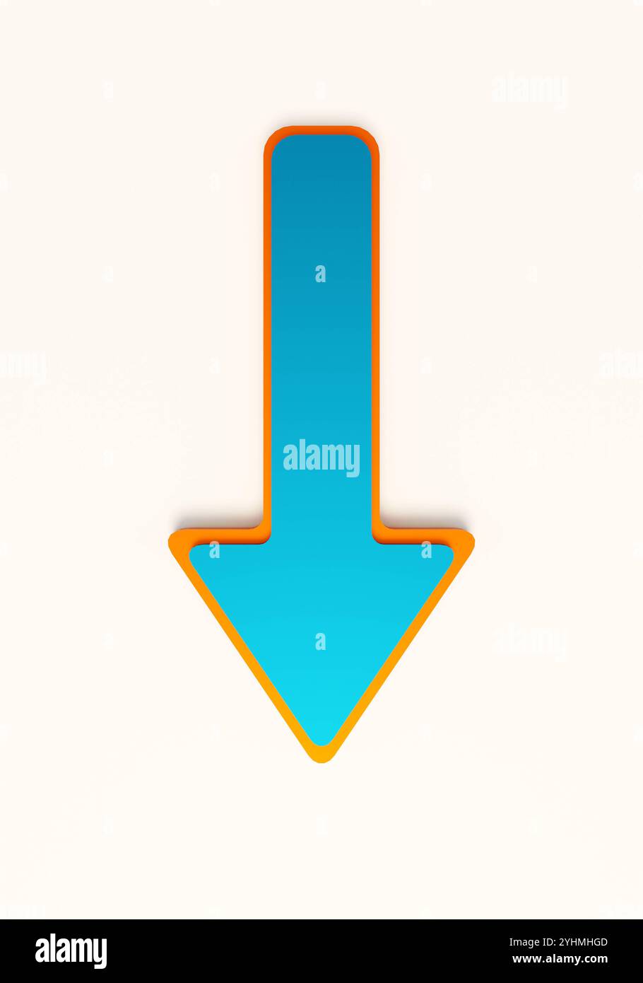 Blue arrow with orange edge, downward. Blue arrow with orange edge ...