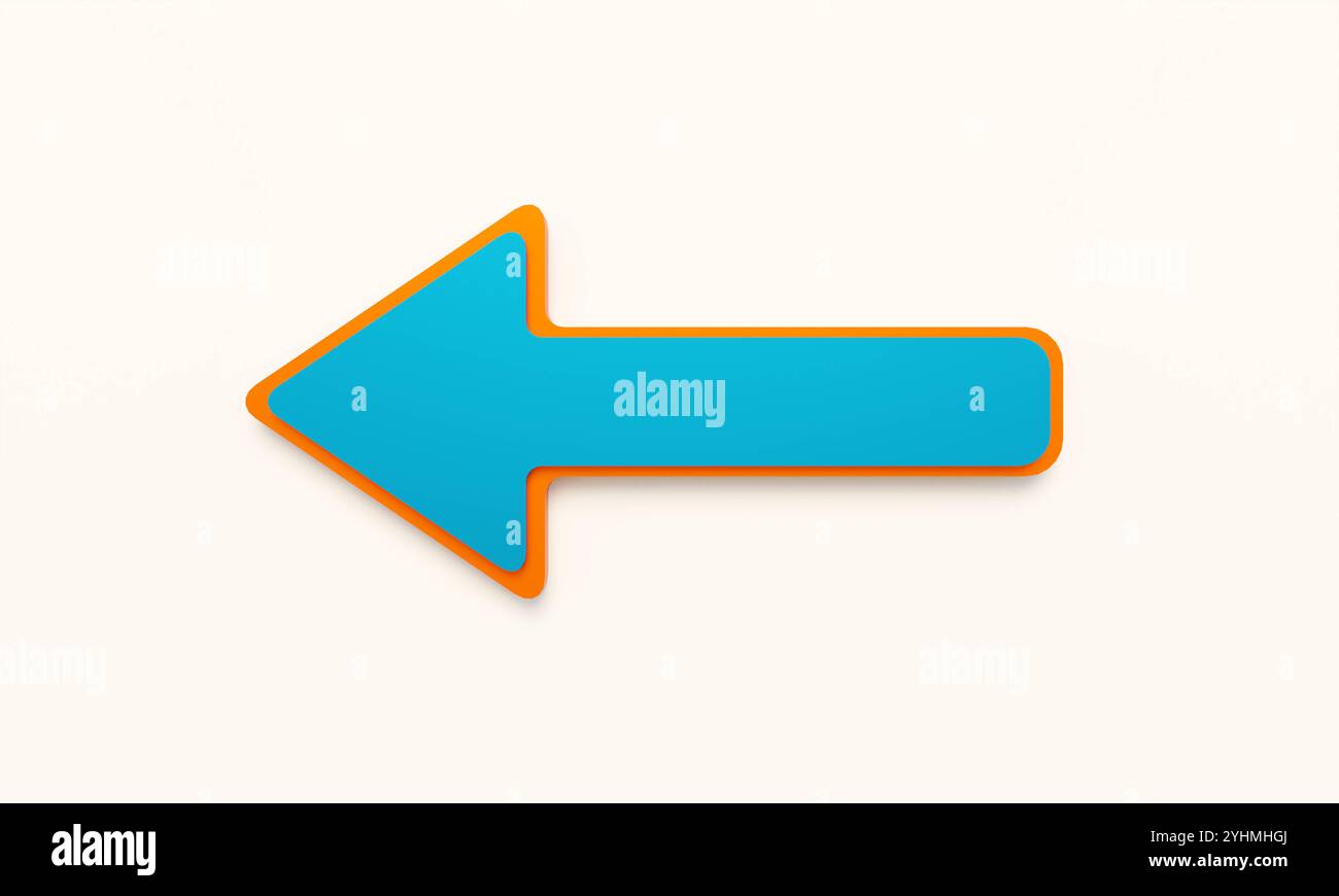 Blue arrow with orange edge, left direction. Blue arrow with orange ...