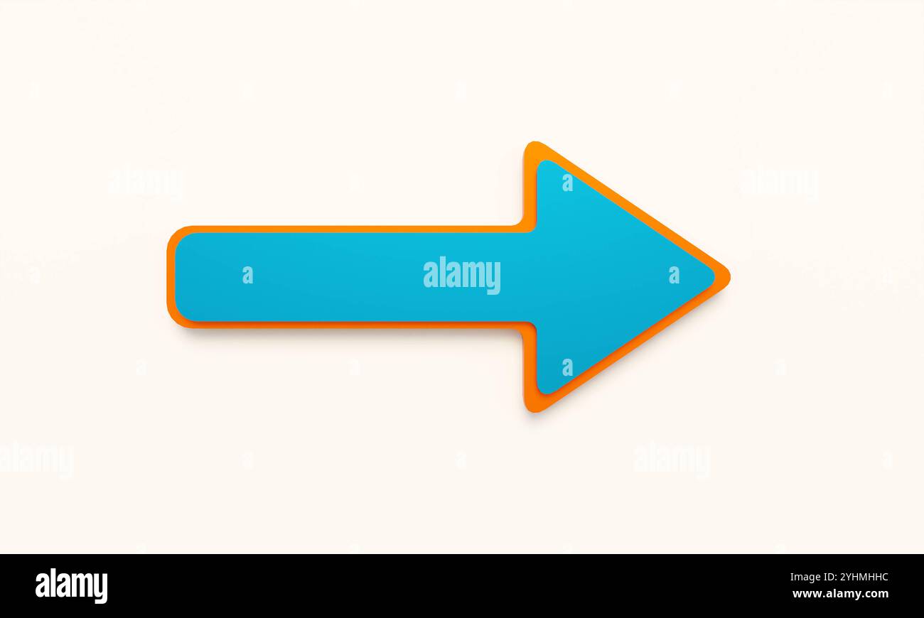 Blue arrow with orange edge, right direction. Blue arrow with orange ...
