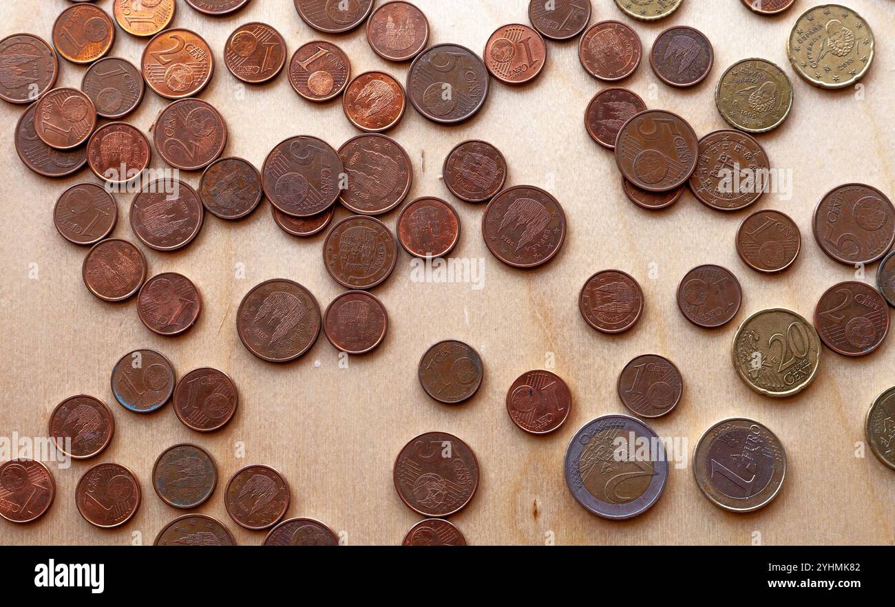 Euro Coins in Mixed Denominations Representing Wealth and Prosperity ...