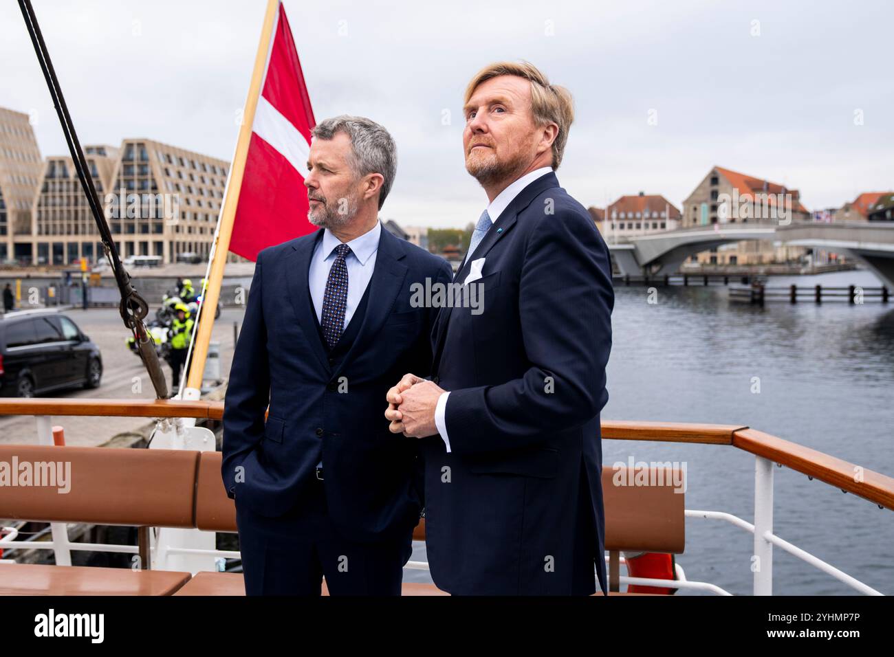 Dutch King Willem-Alexander, right, and Danish King Frederik X on a ...