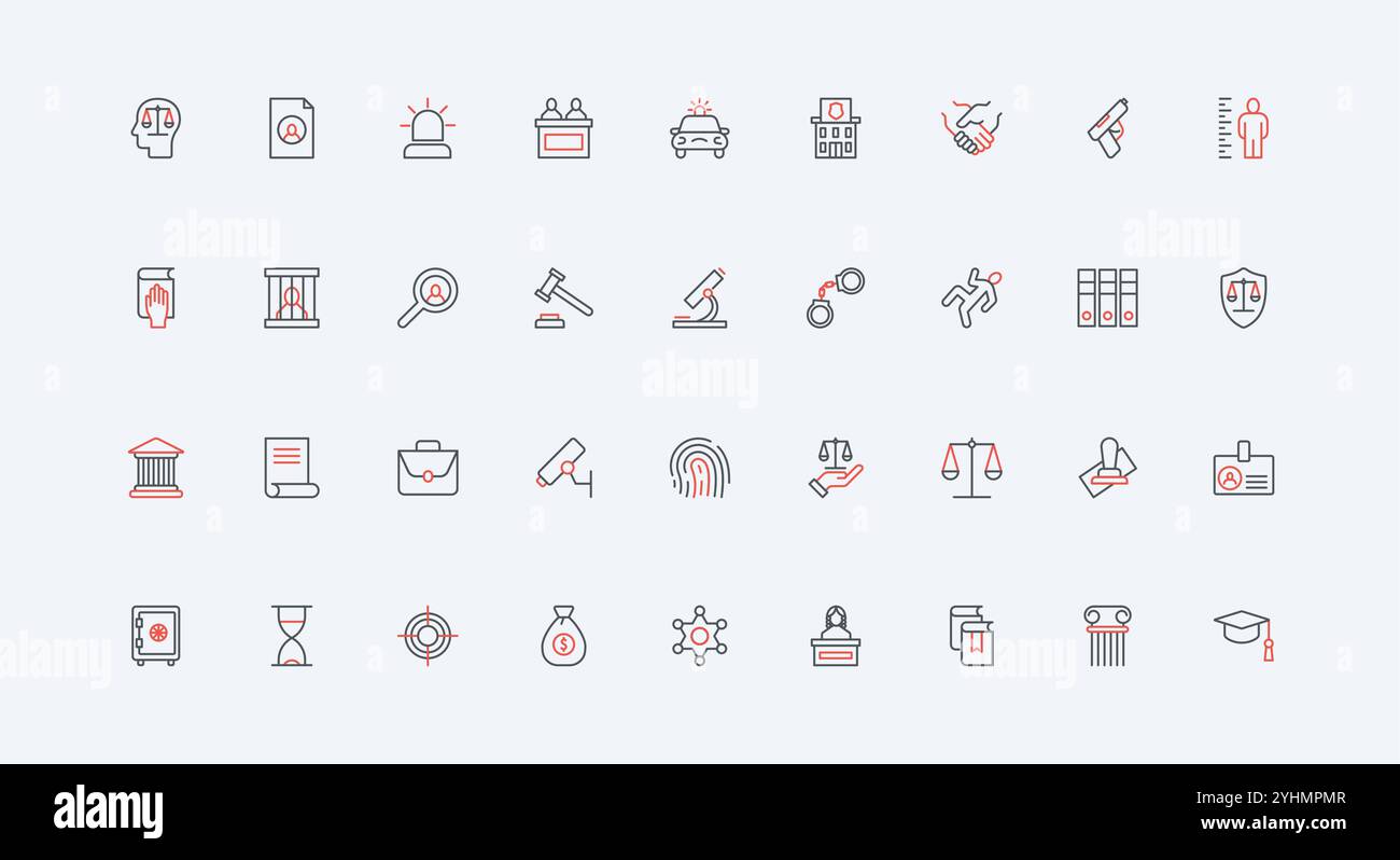 Legal system and justice, judge and jury judgement in court, prison and ...