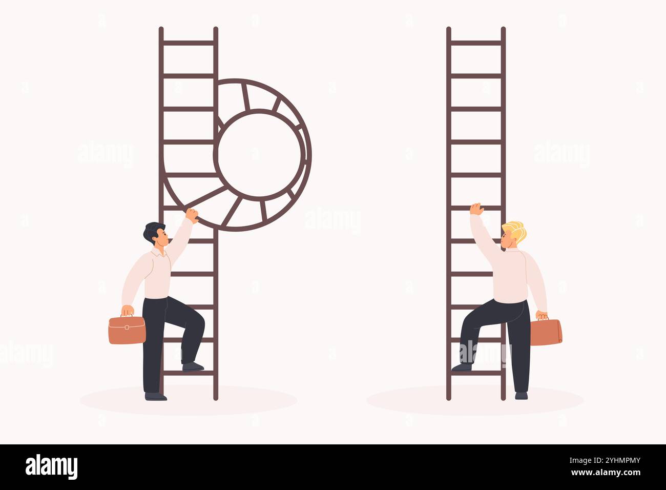 Business leadership challenge in easy and difficult way, career ladder ...