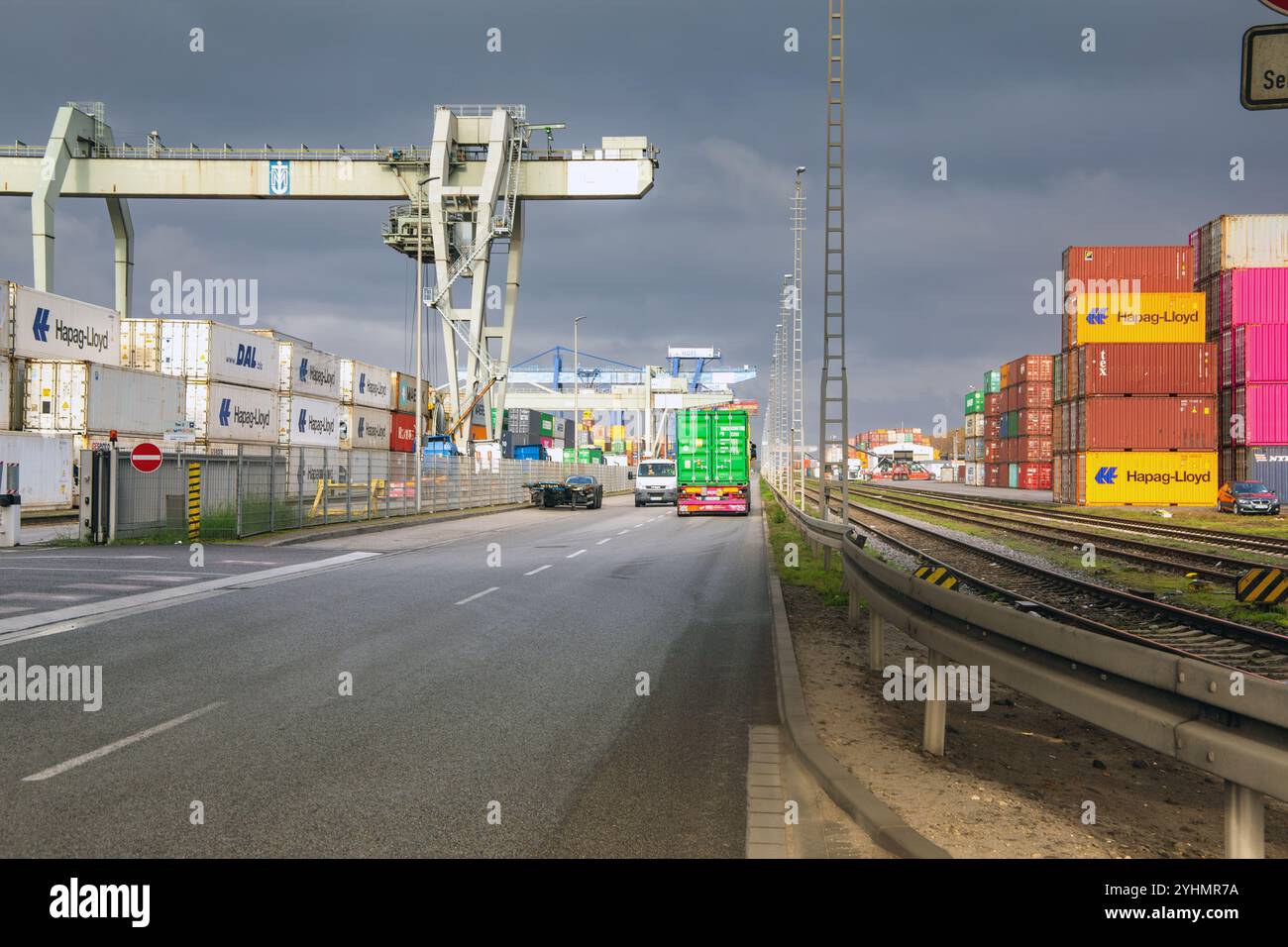 The port of Mannheim, Baden-Württemberg. It is one of the most ...