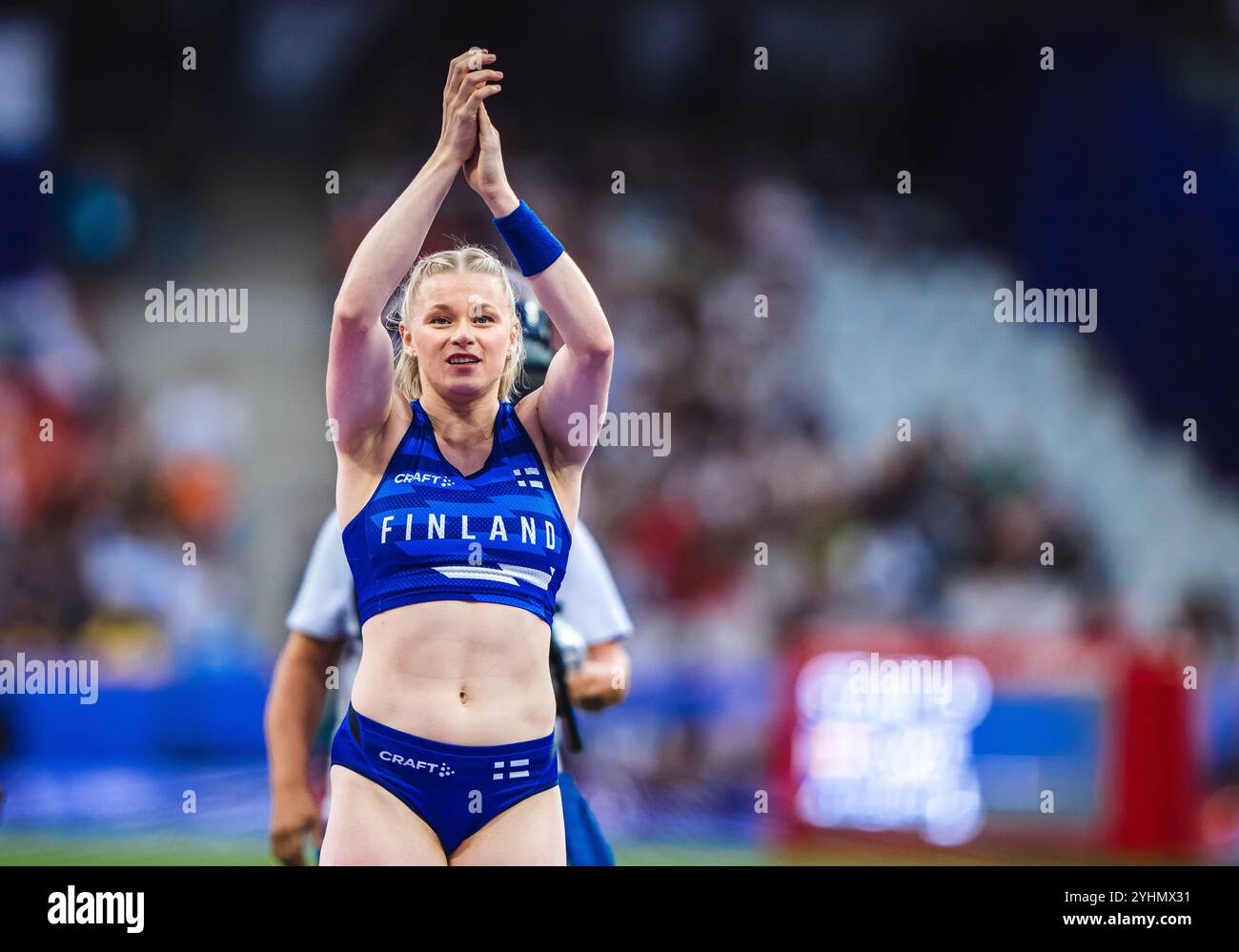 Wilma Murto participating in the pole vault at the Paris 2024 Olympic ...