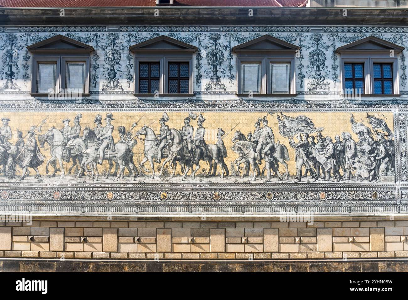 Dresden, Germany-august 15, 2022:view of the Furstenzug a long and ...