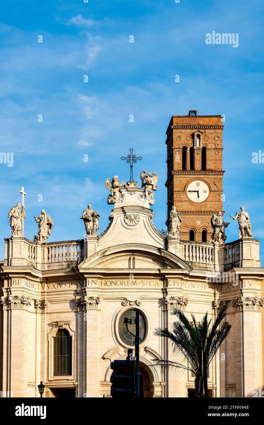The Baroque facade of the Basilica di Santa Croce in Gerusalemme in ...