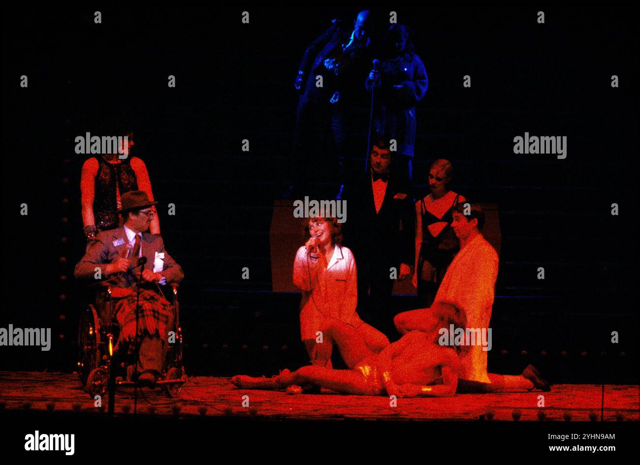 front, l-r: Ziggy Byfield (Dr Scott), Daniel Abineri (Frank-n-Furter ...