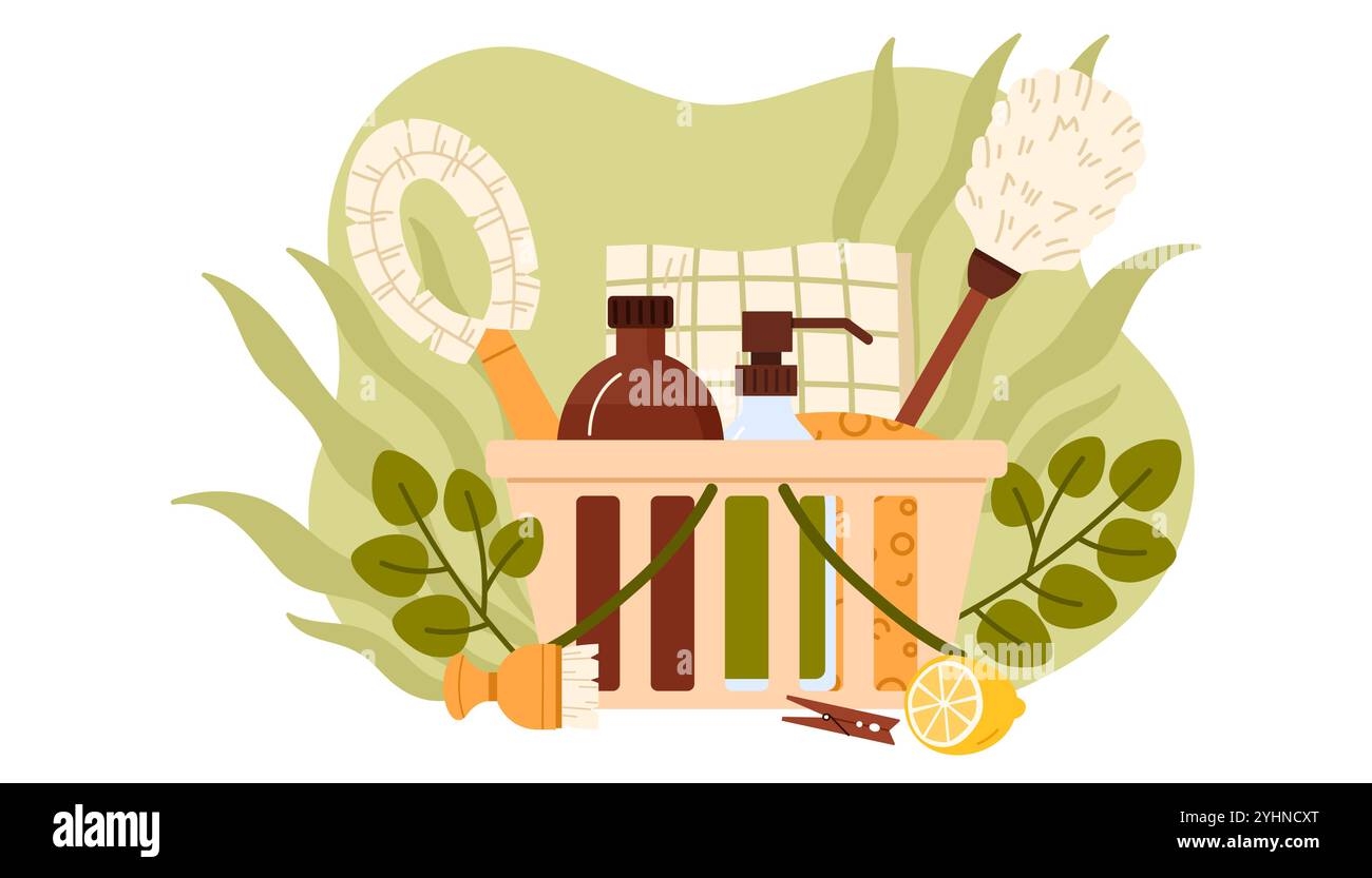 Bottles natural cleaning supplies Stock Vector Images - Alamy