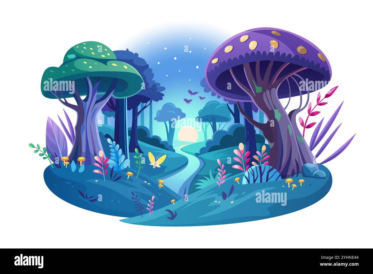Fantasy world enchanted forest Stock Vector Images - Alamy