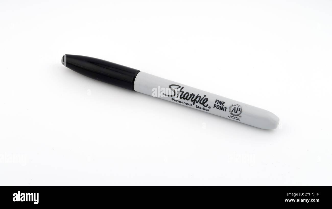 Black Sharpie permanent marker on white background Stock Photo - Alamy