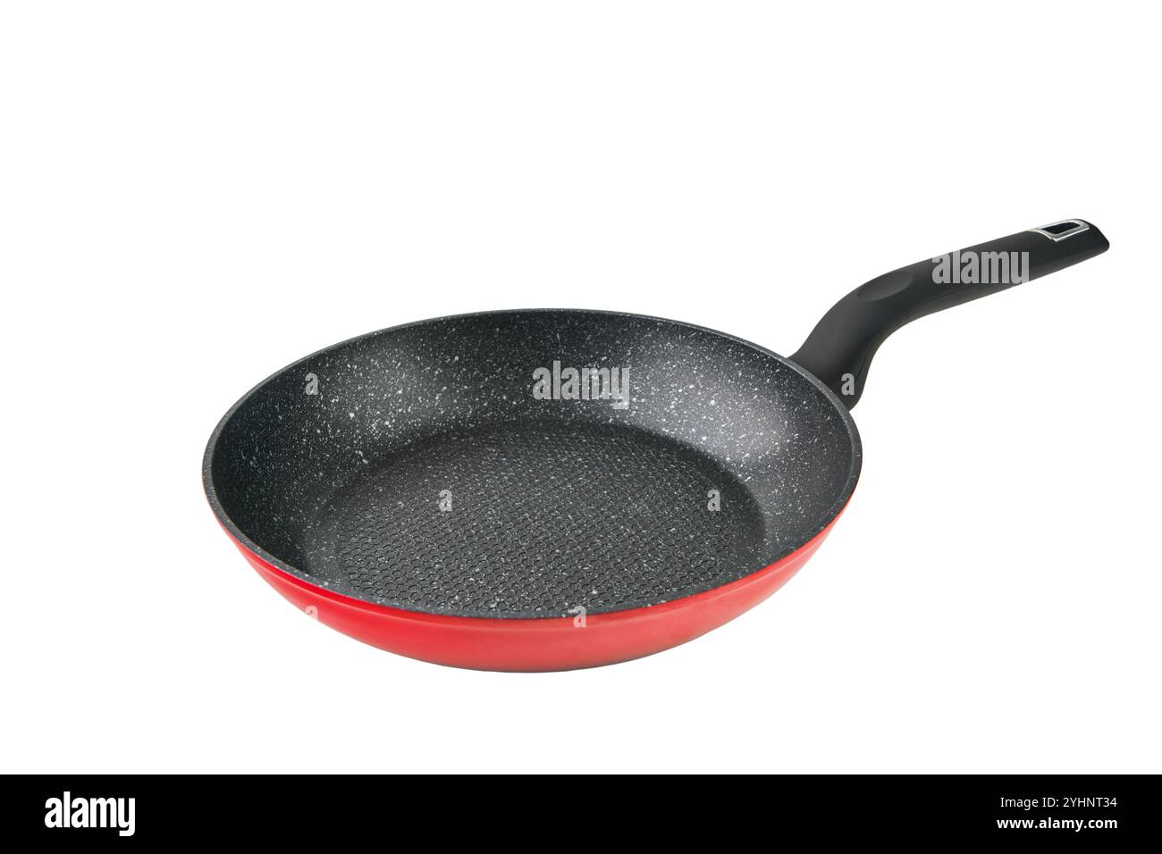 Red Flying black pan isolated with clipping path on white background ...