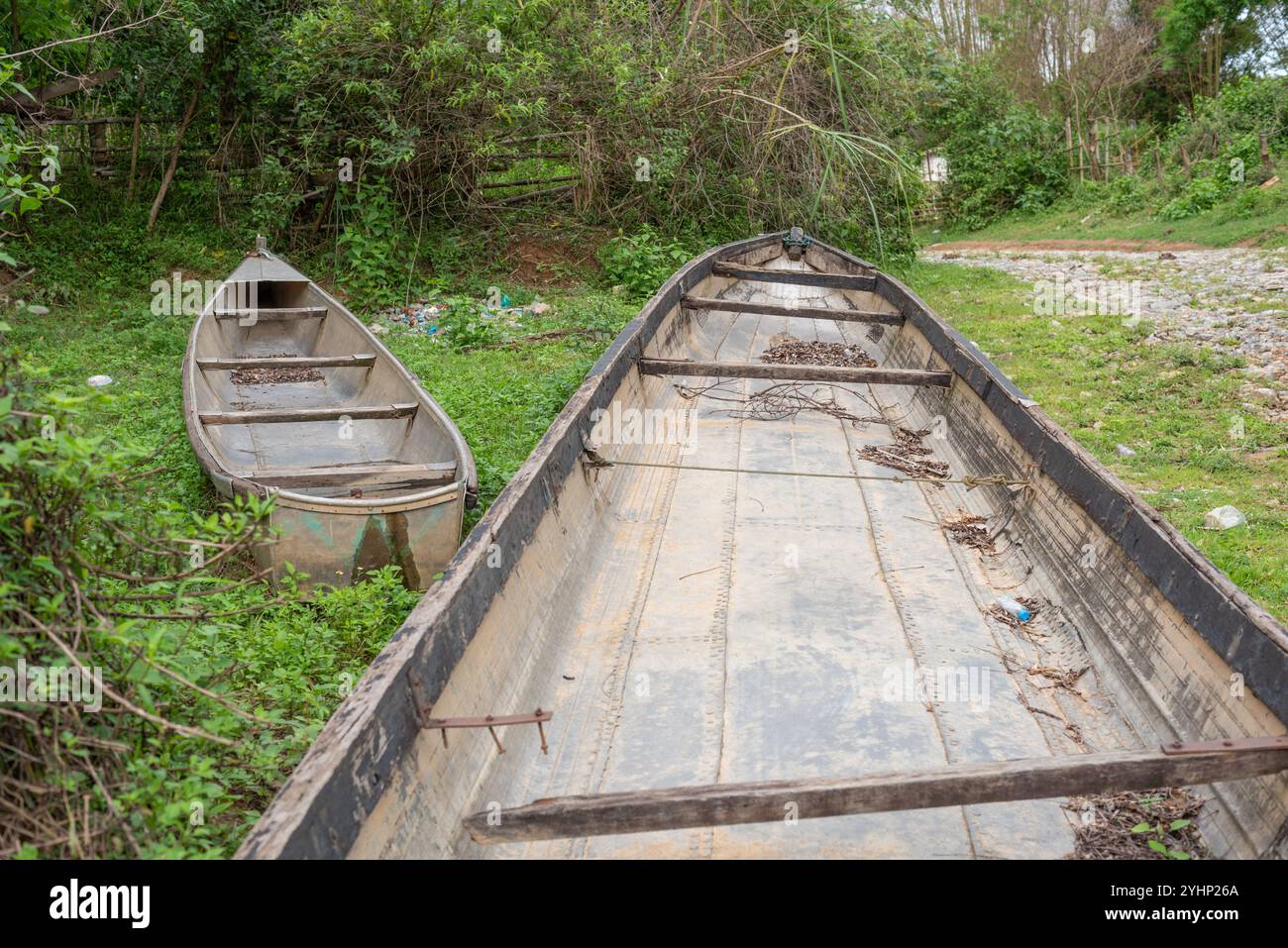 Xepon, Laos - June 18, 2023: boats made of parts of American aircraft ...