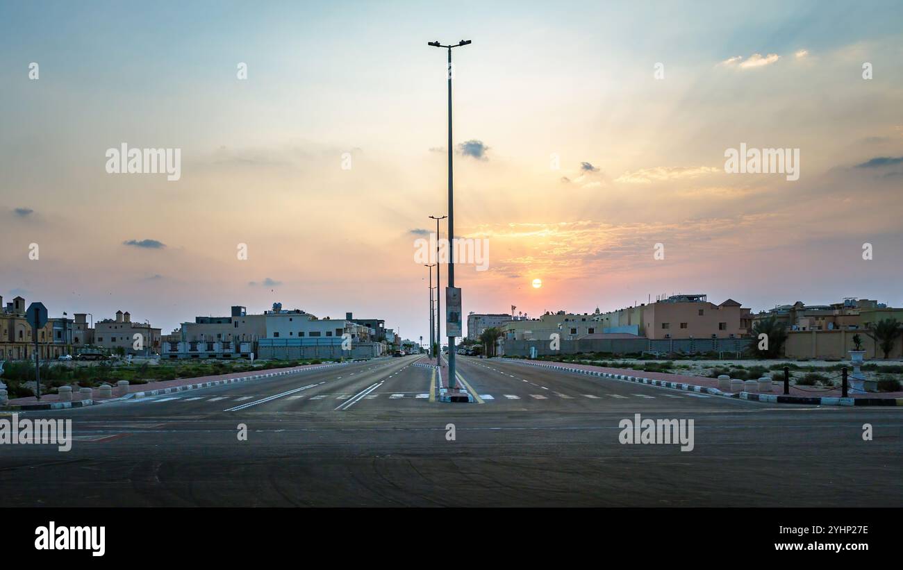 Dramatic sunrise background near Dammam Corniche Saudi Arabia Stock ...
