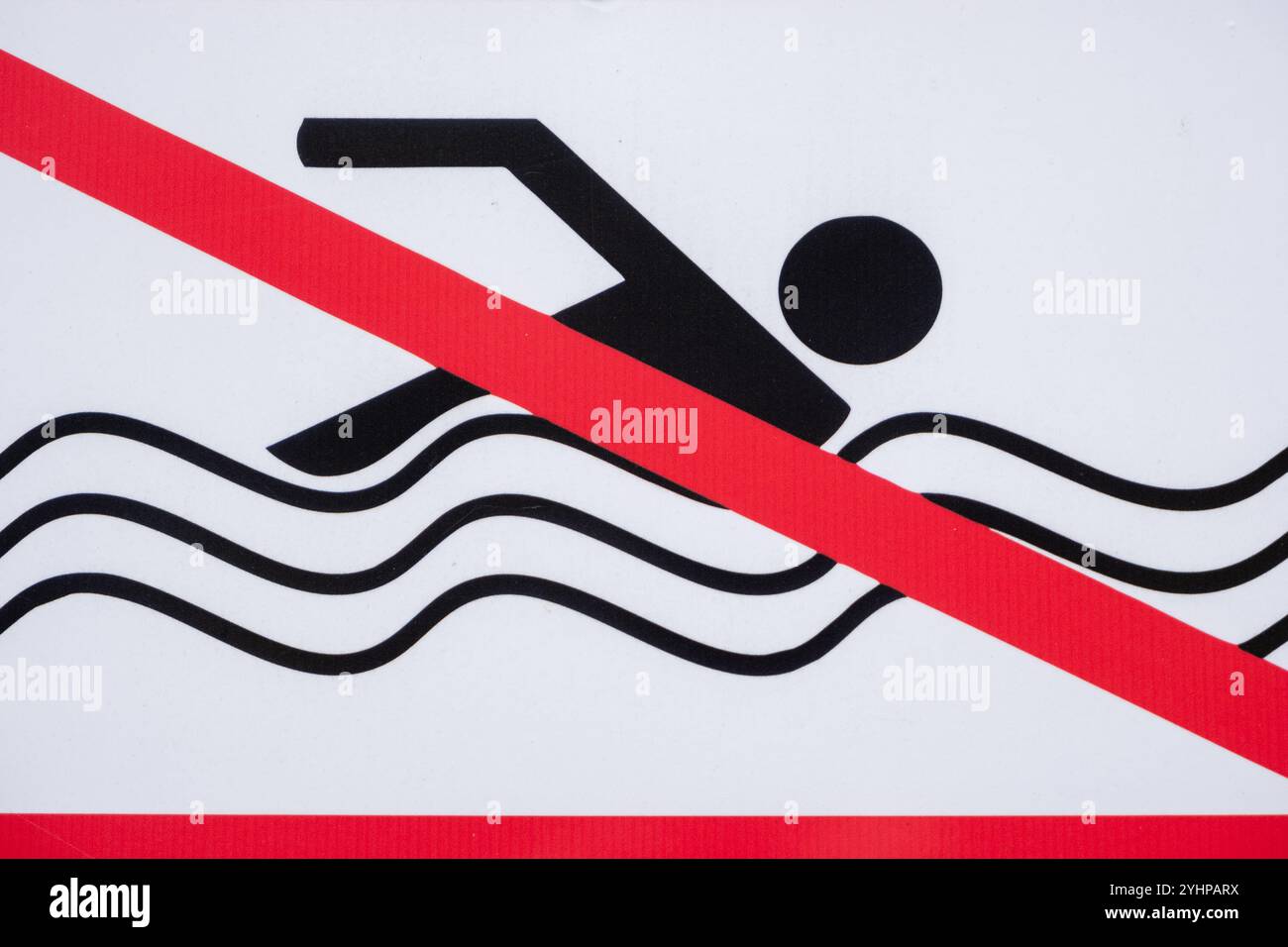 Warning sign: swimming prohibited. Black red white Stock Photo - Alamy