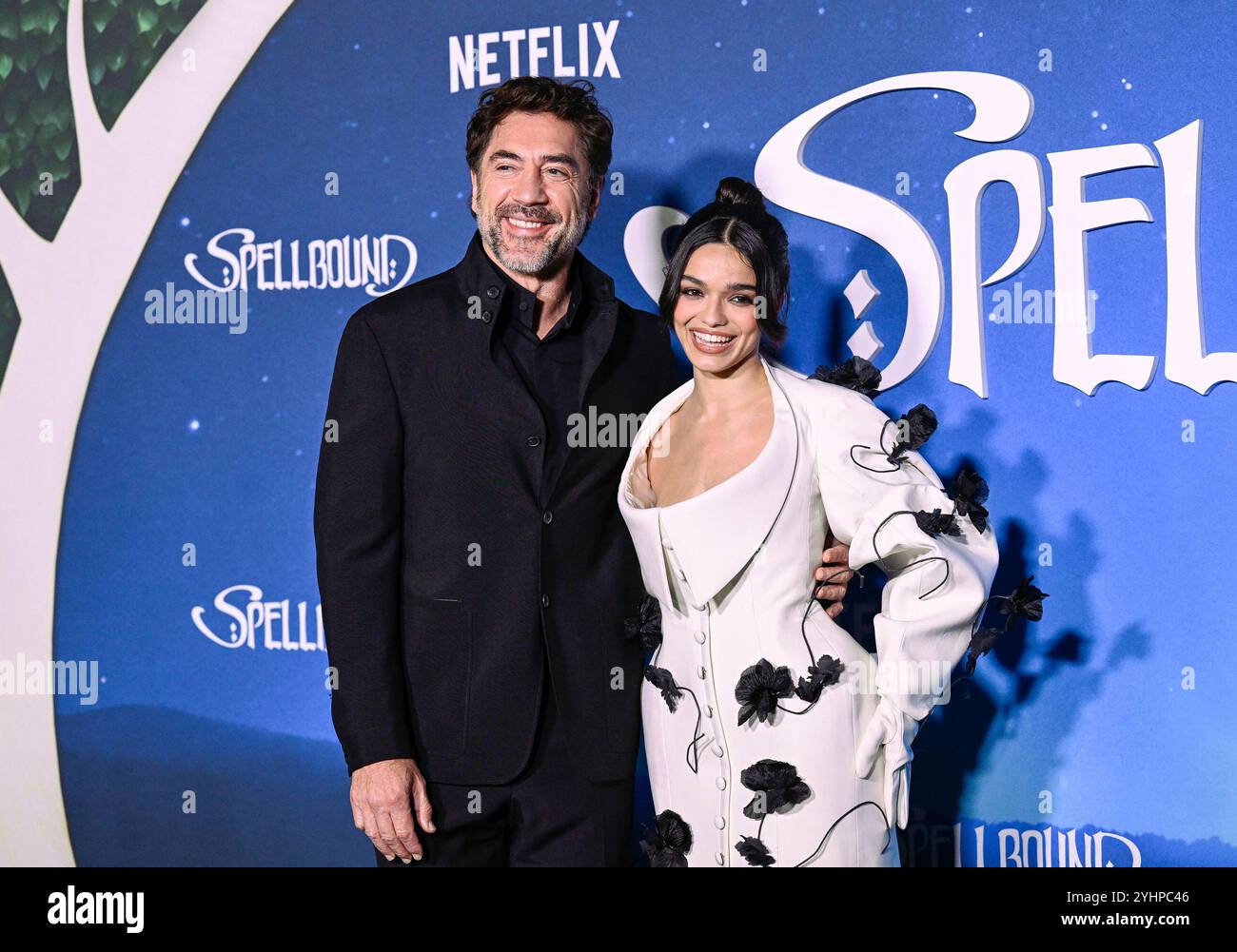 Javier Bardem, left, and Rachel Zegler attend the premiere of Netflix's ...